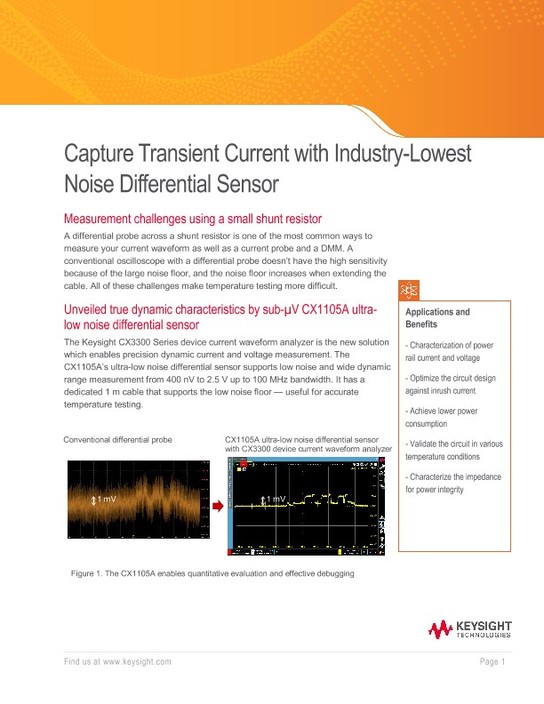 Capture Transient Current with Industry-Lowest Noise Differential Sensor PDF Asset Page | Keysight